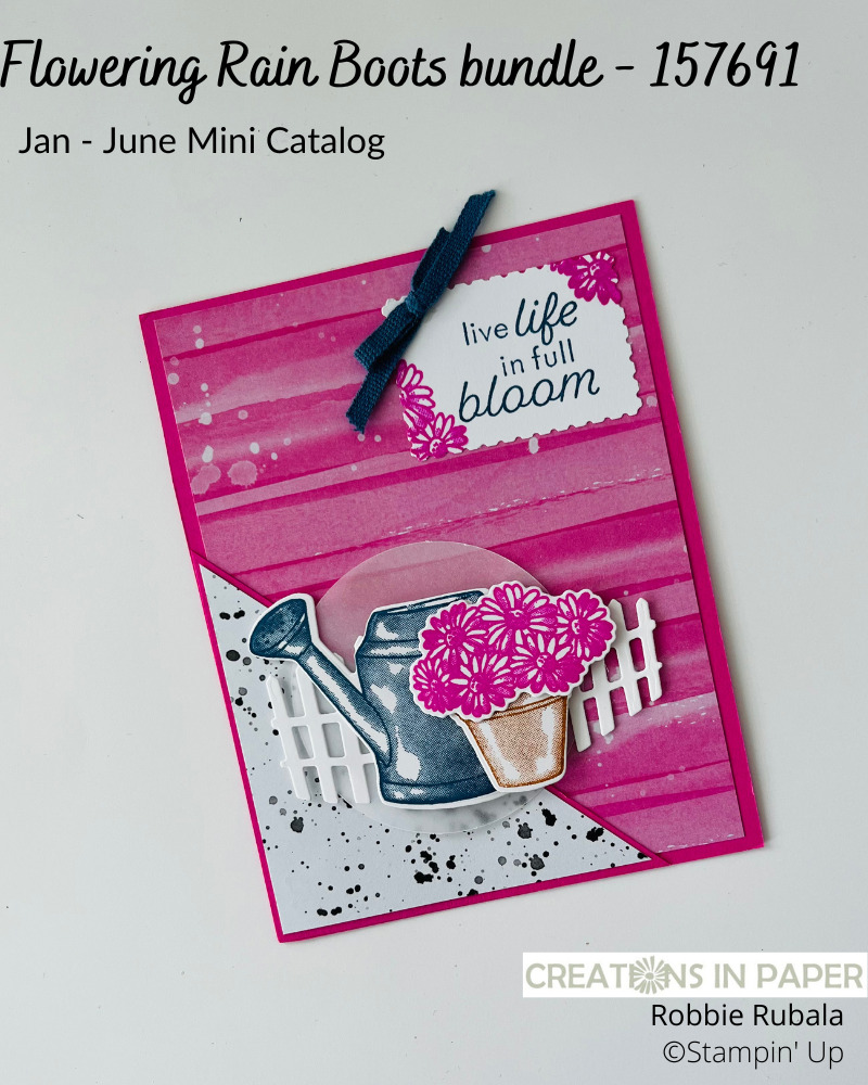 Stampin' Up Flowering Rain Boots in Polished Pink - Creations in Paper