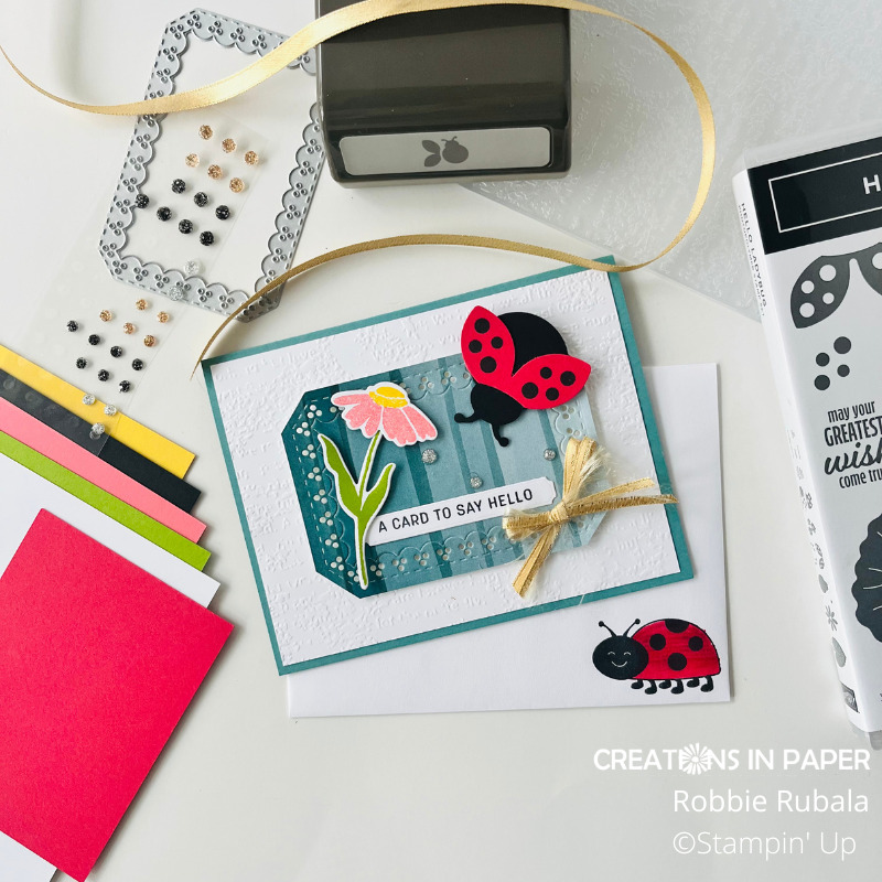 Ladybug Card Candy Hello - Creations in Paper