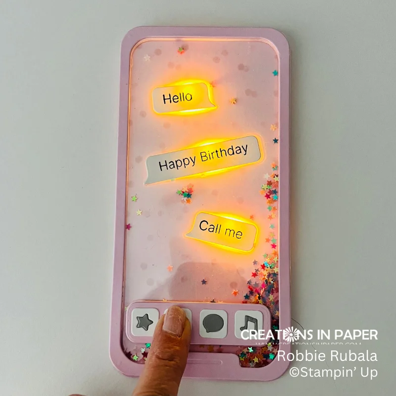 Cell phone mini slimline card - Creations in Paper