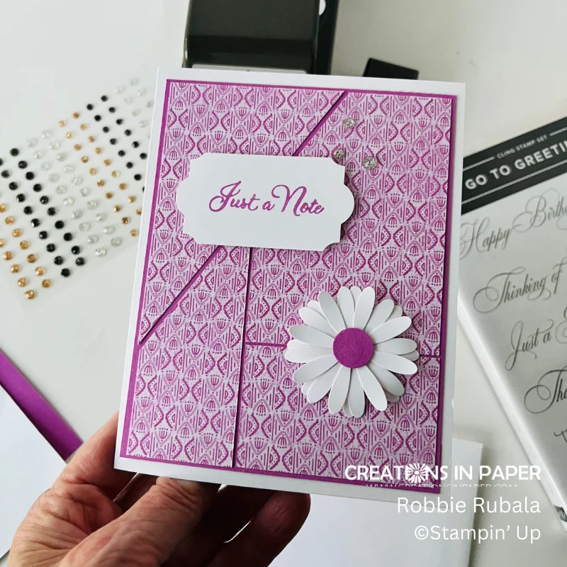 Chop a panel for a fun card front - Creations in Paper