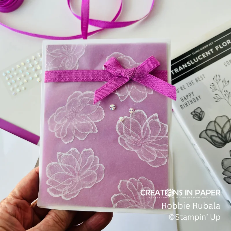 Stamping a background on vellum - Creations in Paper