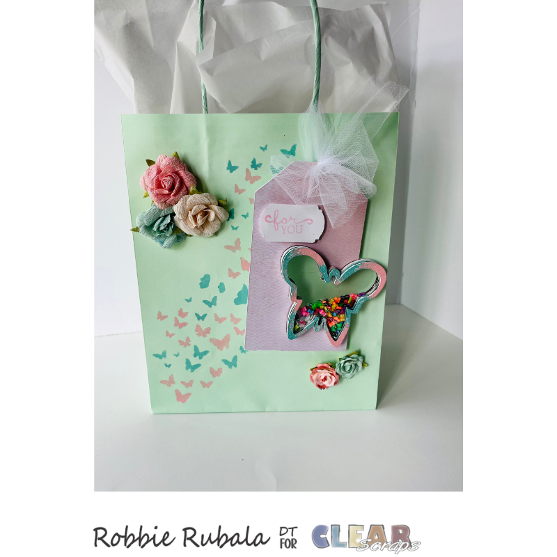 Butterfly shaker tag and bag idea - Creations in Paper