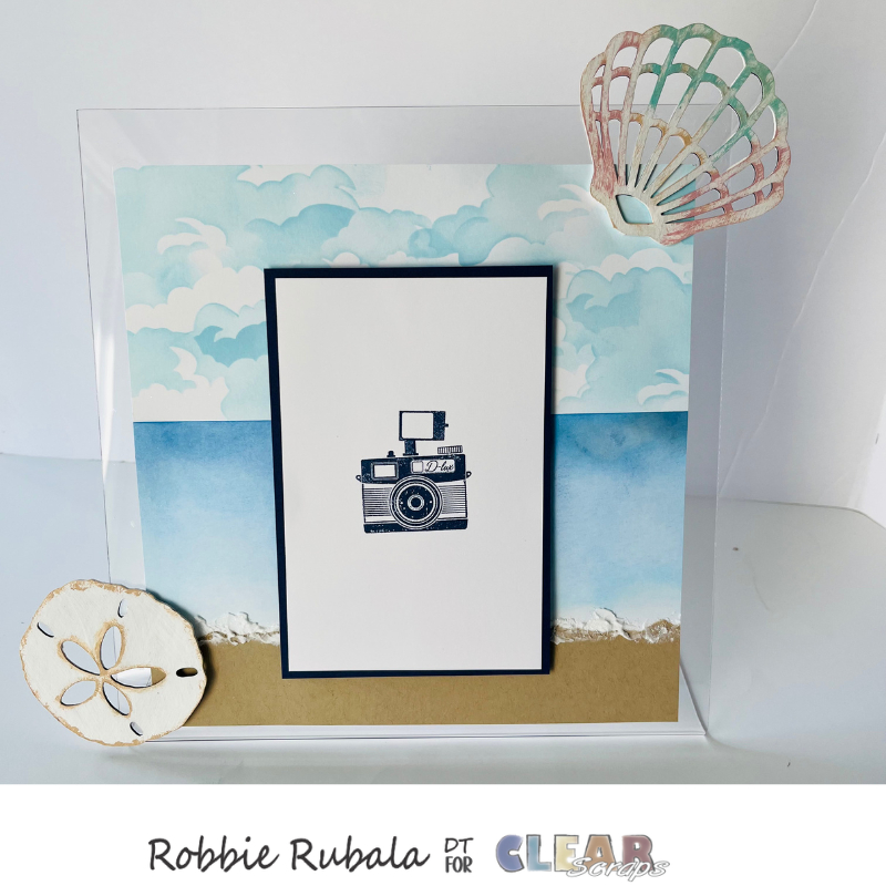 Clear Scraps beachy scrapbook display - Creations in Paper