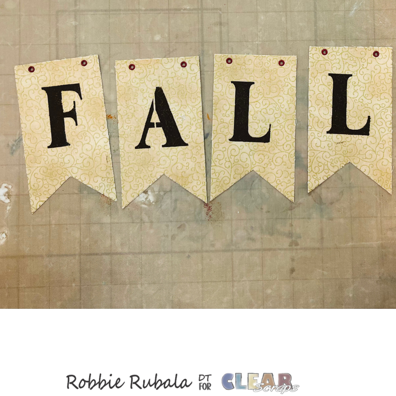 Fall banner using Clear Scraps Fall Collection shapes - Creations in Paper