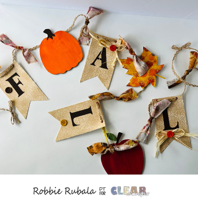 Fall banner using Clear Scraps Fall Collection shapes - Creations in Paper
