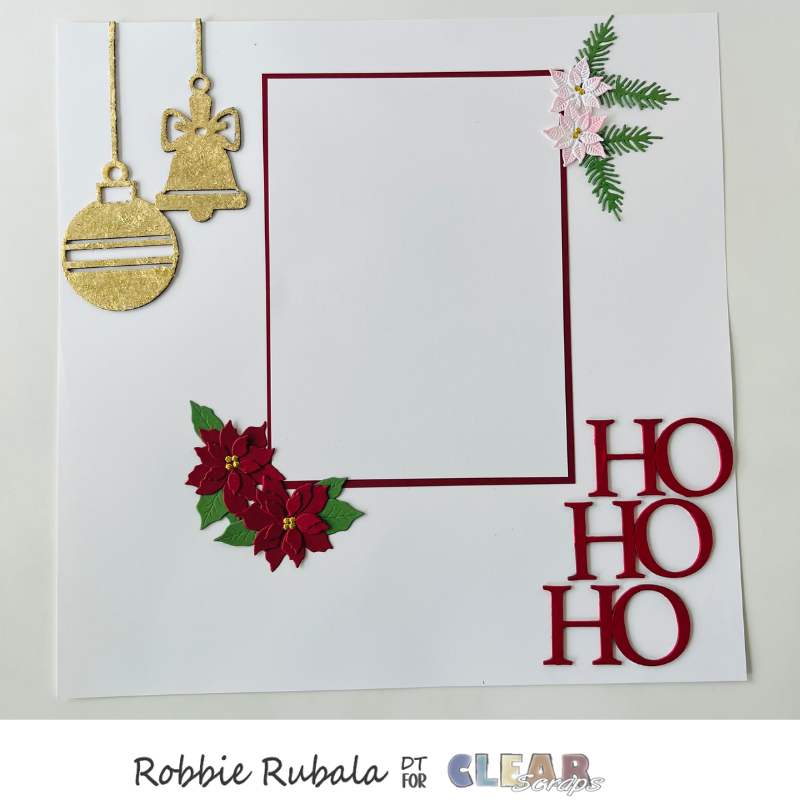 Clear Scraps Bell Bulbs and Ho Ho Ho scrapbook page - Creations in Paper